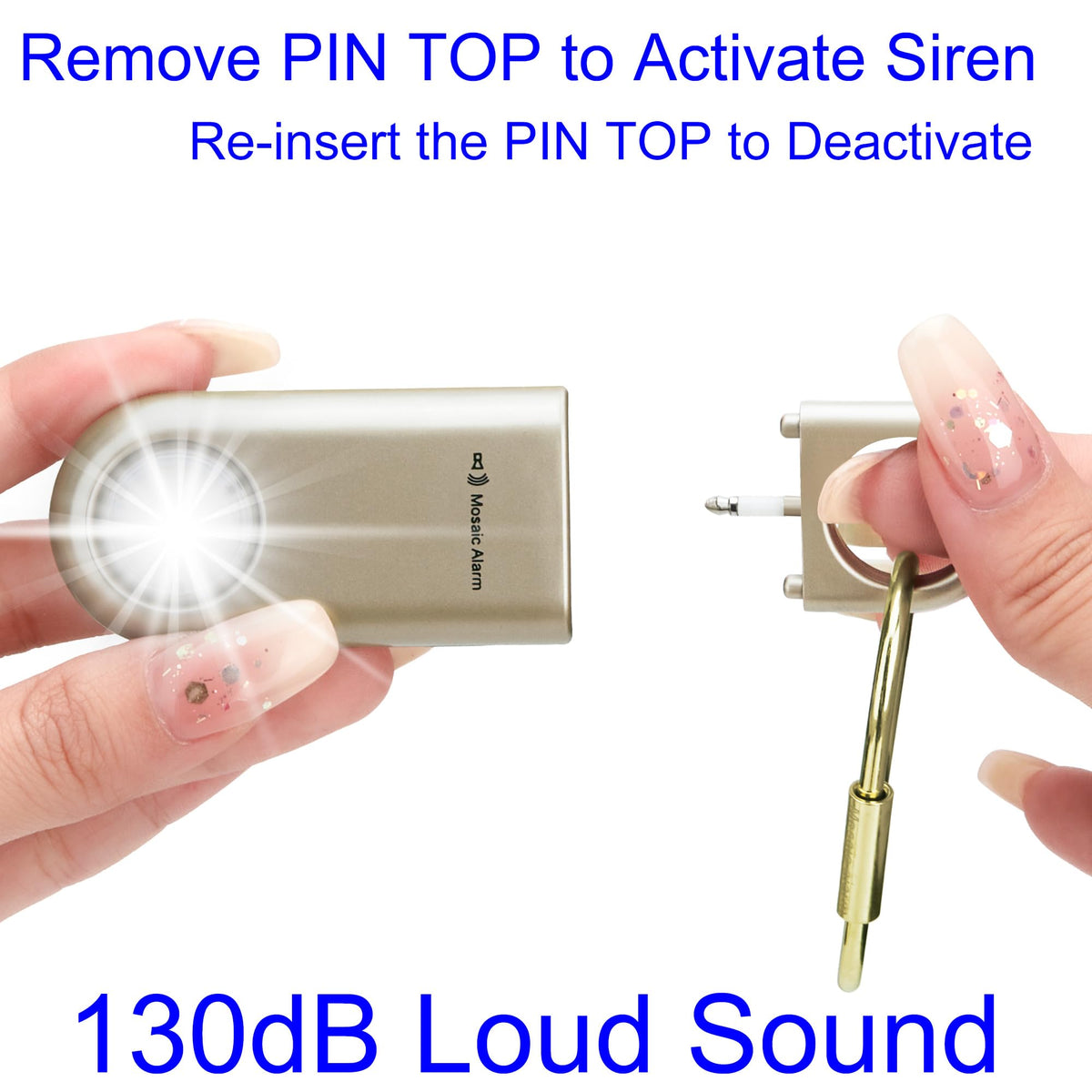 130Db Personal Safety Alarm Strobe Light. Loud Sound Keychain Siren ...