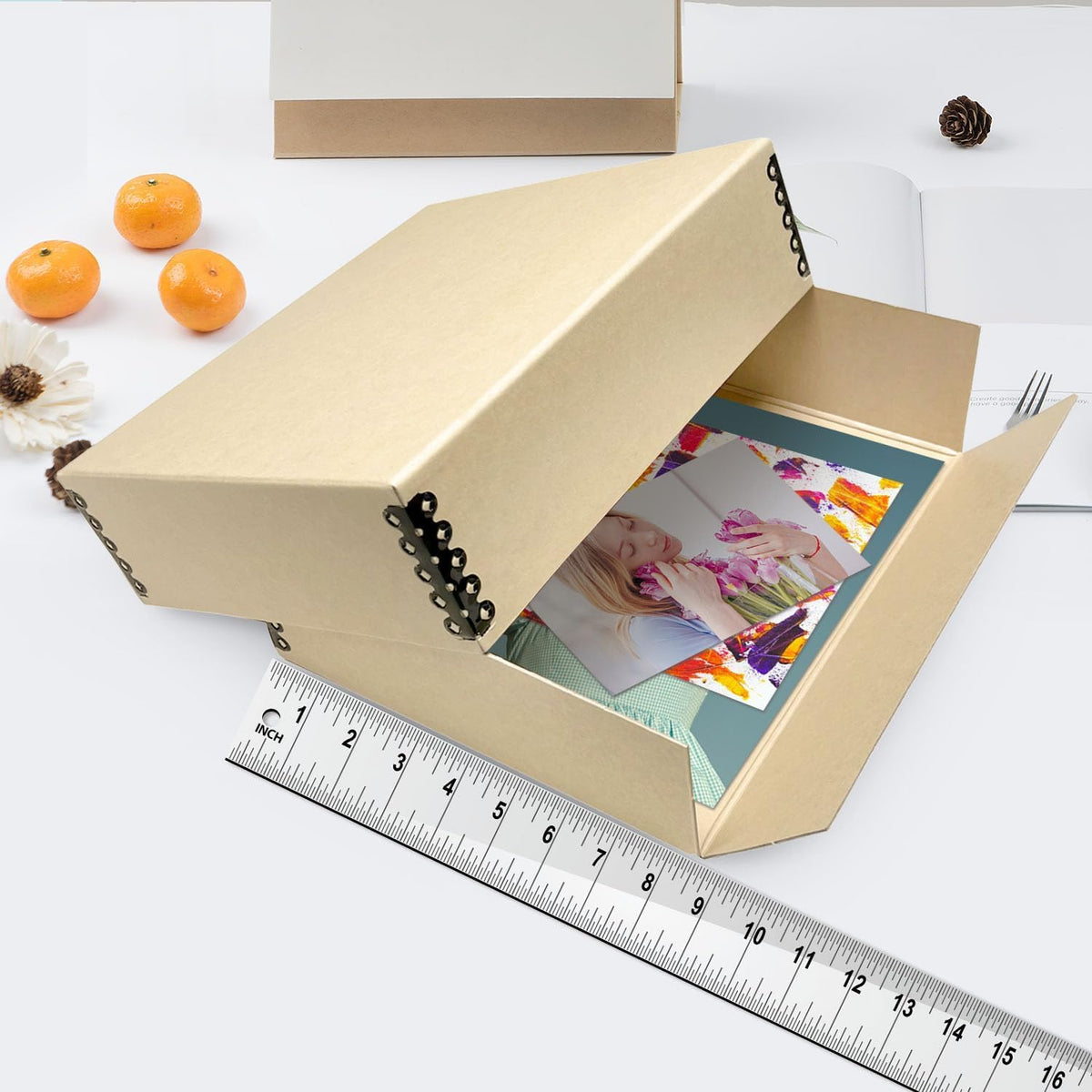 Lineco, 8x10 Tan Museum Archival Storage Box, Drop Front Design. Acid ...