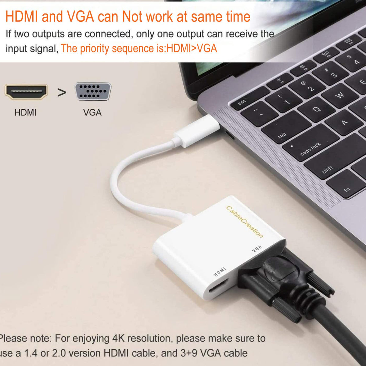 CableCreation [2 Pack USB C to VGA and HDMI Adapter, USB C to VGA ...