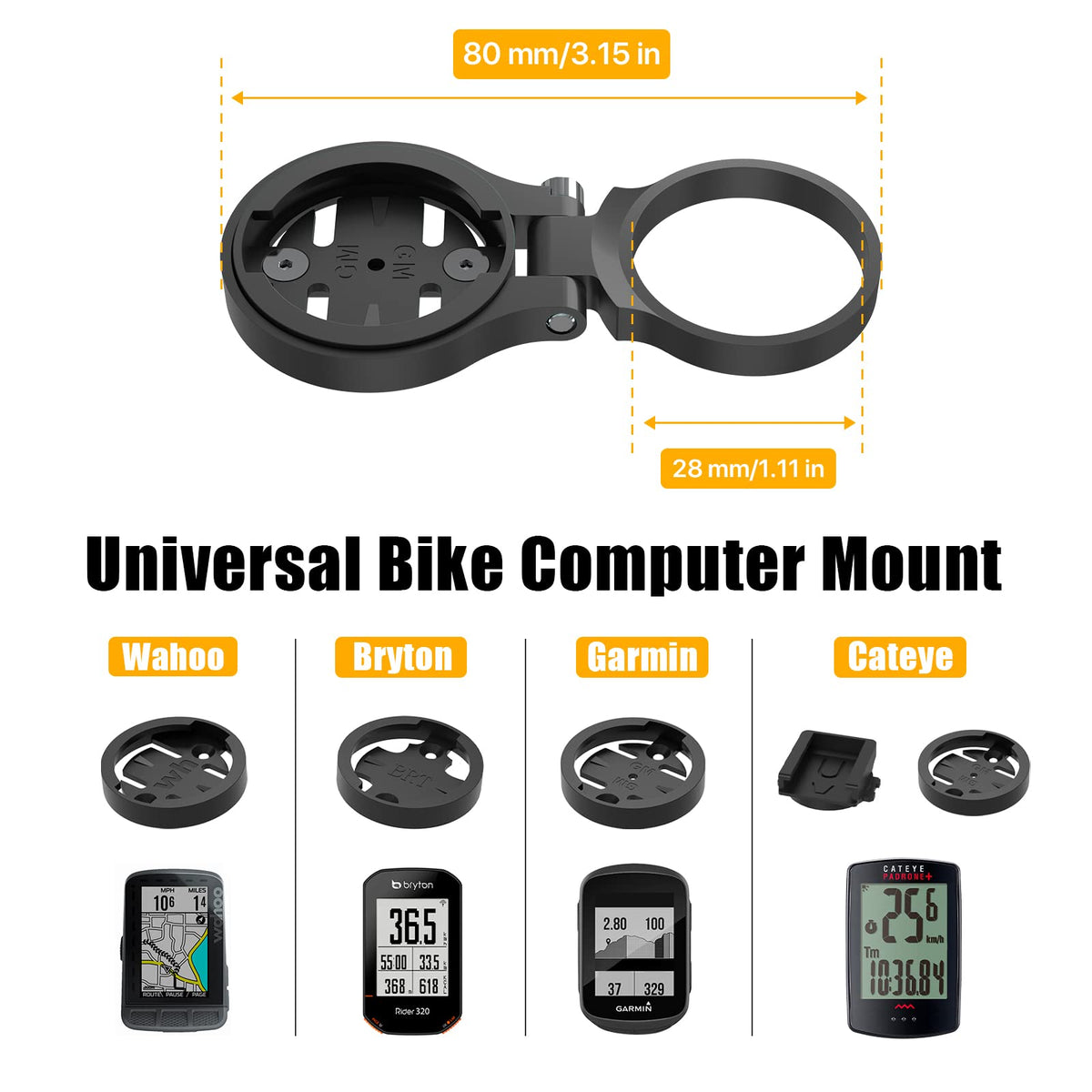 VOIEOV Adjustable Out Front Bike Computer Mount for Garmin & Wahoo, Bl ...