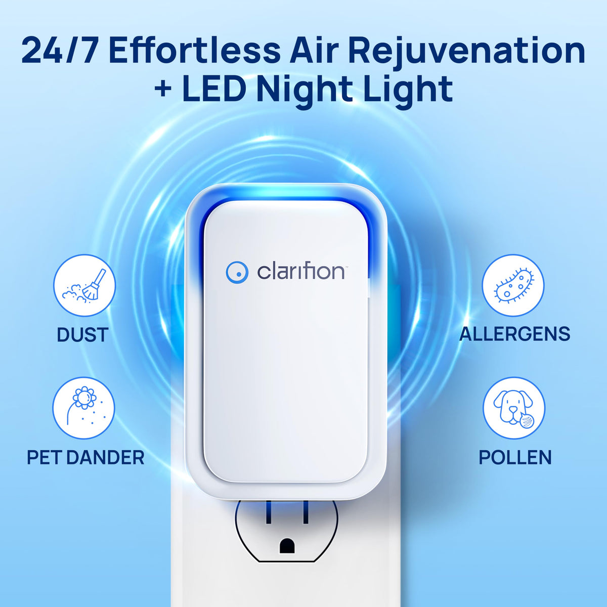 Clarifion - Air Ionizers for Home (1 Pack), Negative Ion Filtration ...