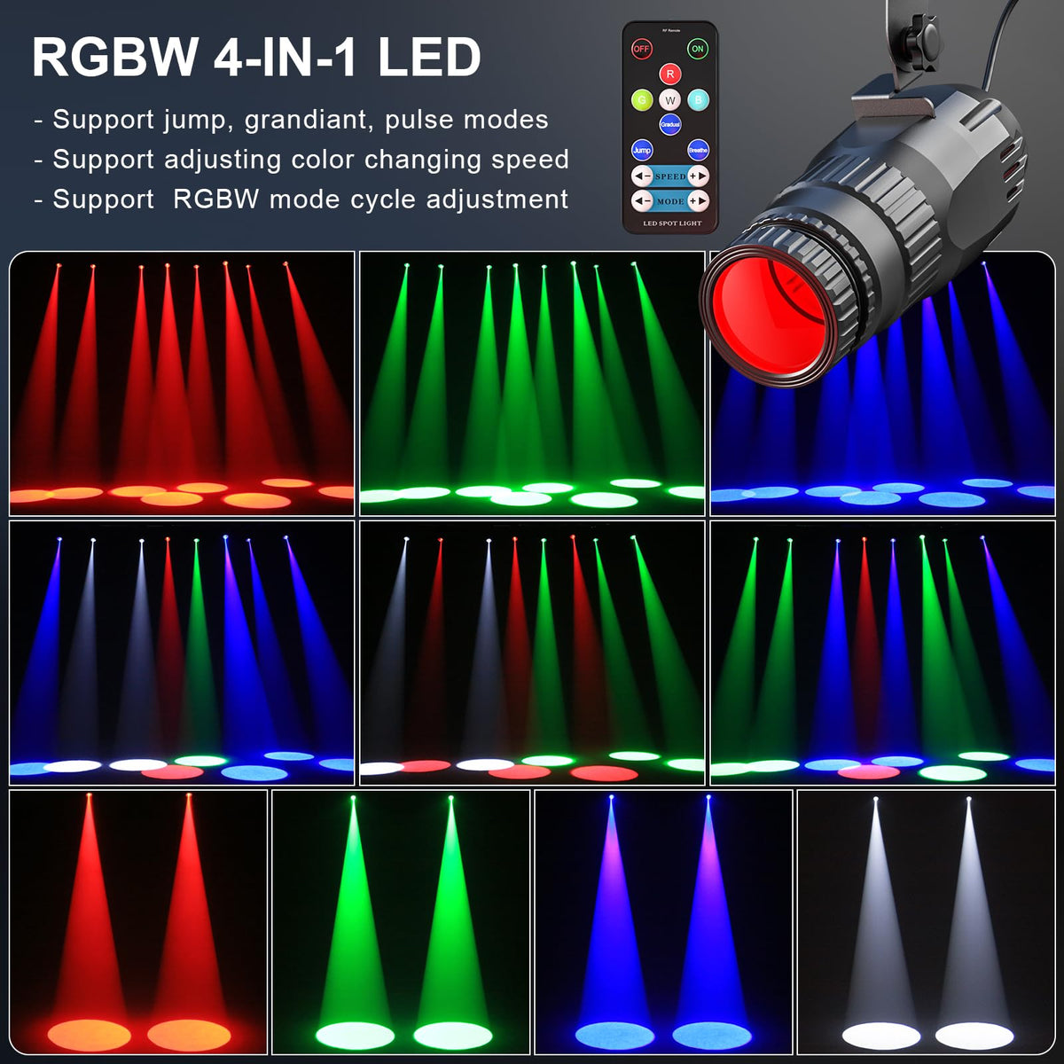 10W Rgbw 4 In 1 Mini Pinspot Light Remote Control Spotlight Super Brig ...