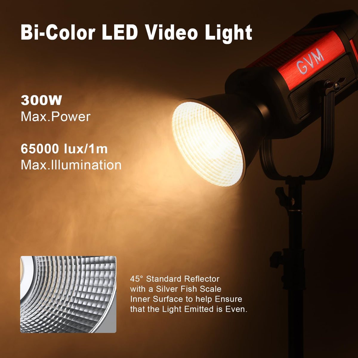 Gvm Led Video Light With Bowens Mount, 300W Bi Color Continuous Light ...