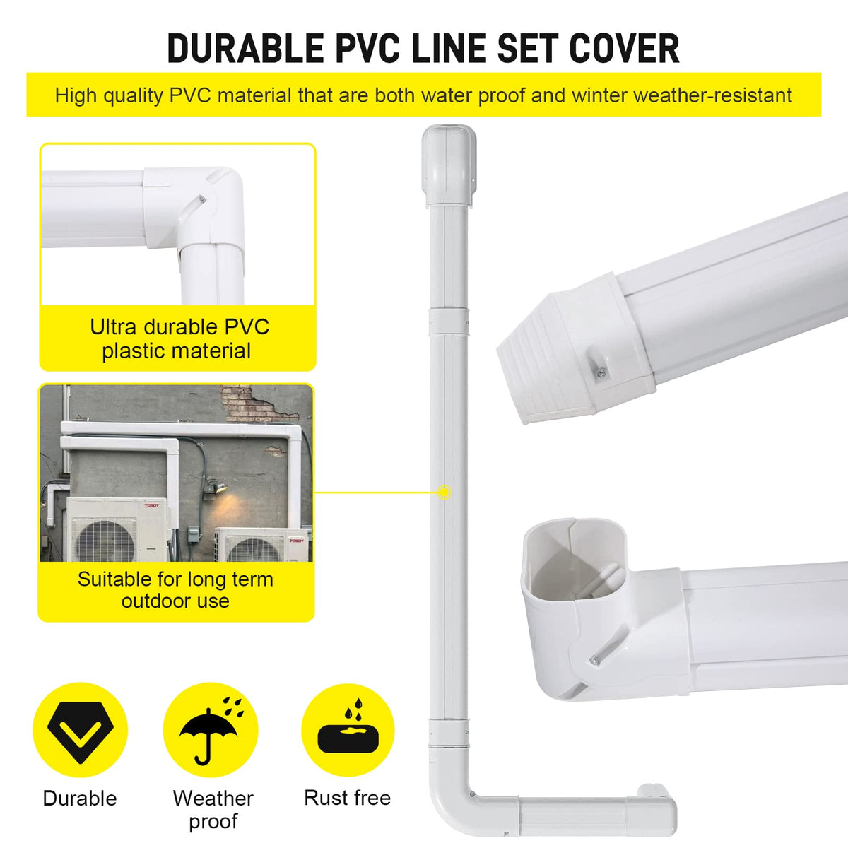 Dwale 3'' 17Ft Pvc Decorative Line Set Cover Kit, Mini Split Line Set ...