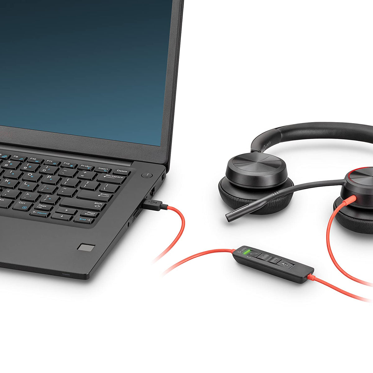 Plantronics Poly Blackwire 8225 Wired Headset With Boom Mic Dual Ear ...