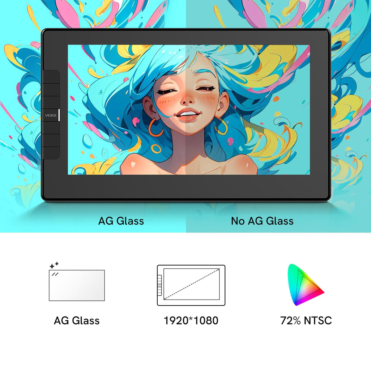 Drawing Tablet with Screen VEIKK VK1200 11.6 inch Full-Laminated ...