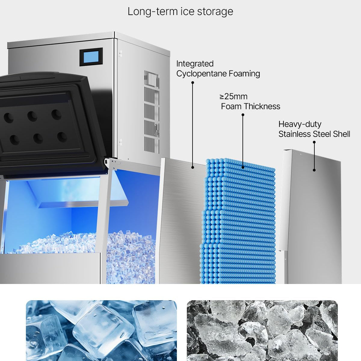 VEVOR Commercial Ice Maker Storage Bin, 250LBS Capacity Ice Bin ...