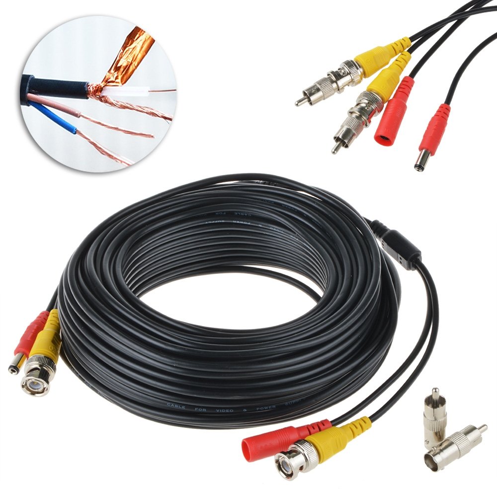 Ablegrid 4 Pack 100Ft Bnc Video Power Cable Security Camera Cable Wir ...