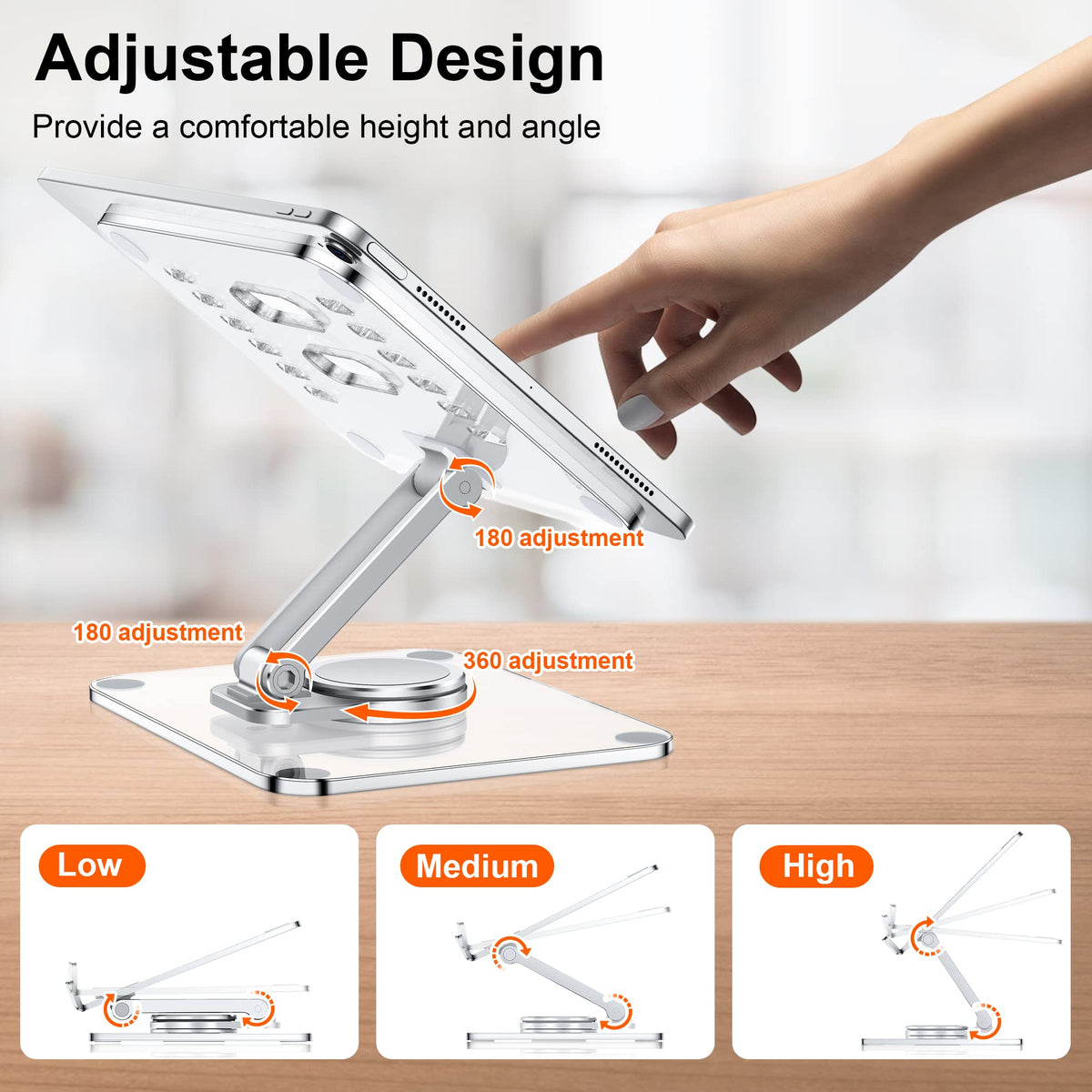 Creadream Acrylic Tablet Stand Holder With 360 Rotating Base, Foldable ...
