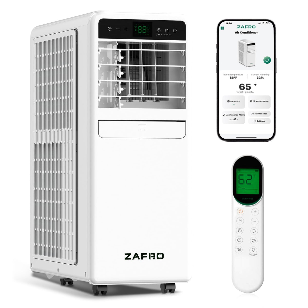 10,000 BTU Portable Air Conditioner, 3-IN-1 Smart AC Unit with Fan ...