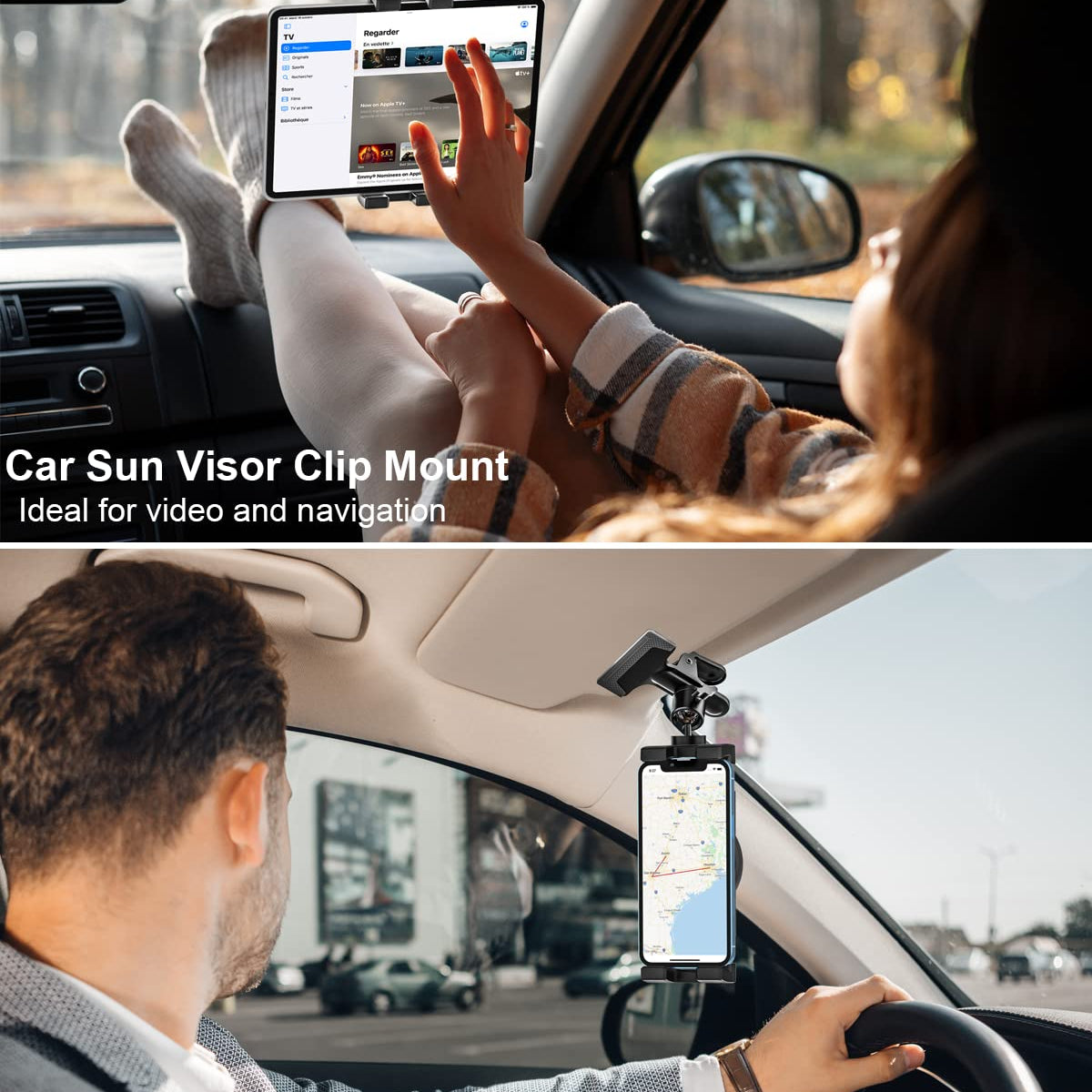 Woleyi Sun Visor Car Tablet Holder, Visor Clip Tablet Mount For Car, 3 ...