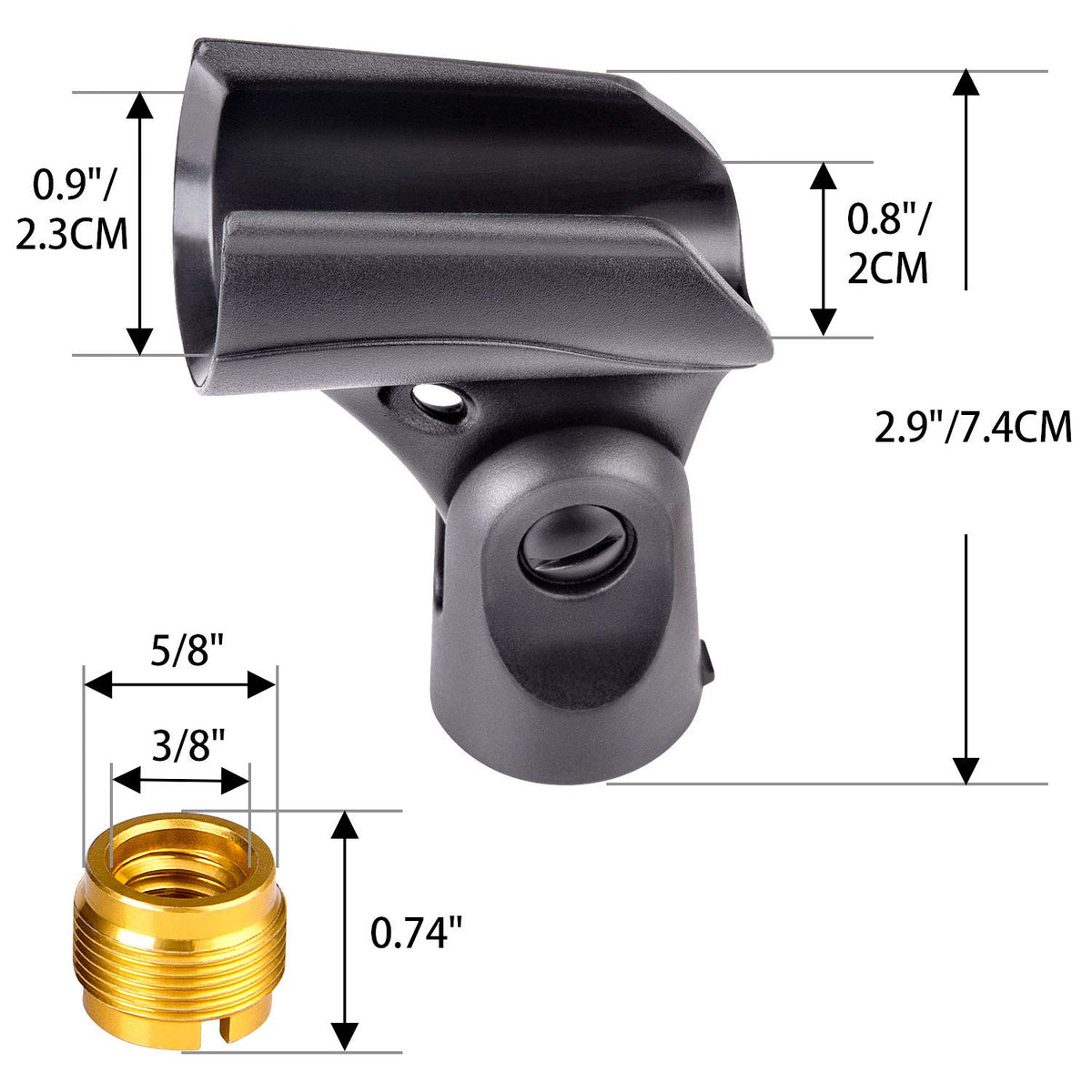 Universal Microphone Clip Holder With Nut Adapters 5/8' To 3/8',Black ...