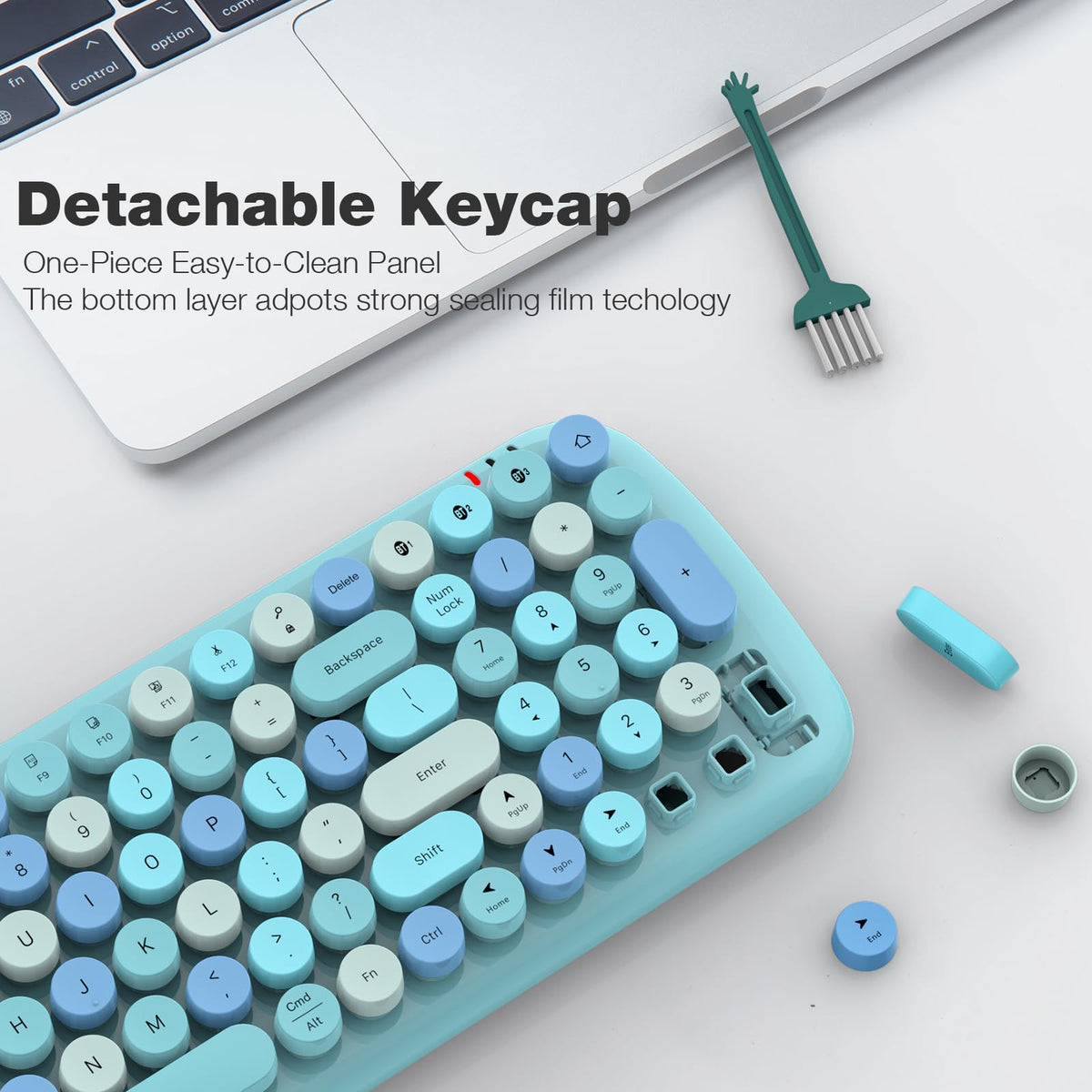 Knowsqt Bluetooth Keyboard Blue Colorful Multi Device Wireless Typewri ...