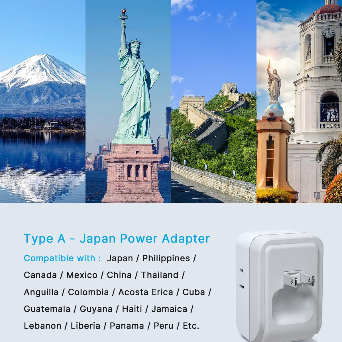 2 Pack Us To Japan Plug Adapter, Vintar Foldable Japan Power Adapter ...