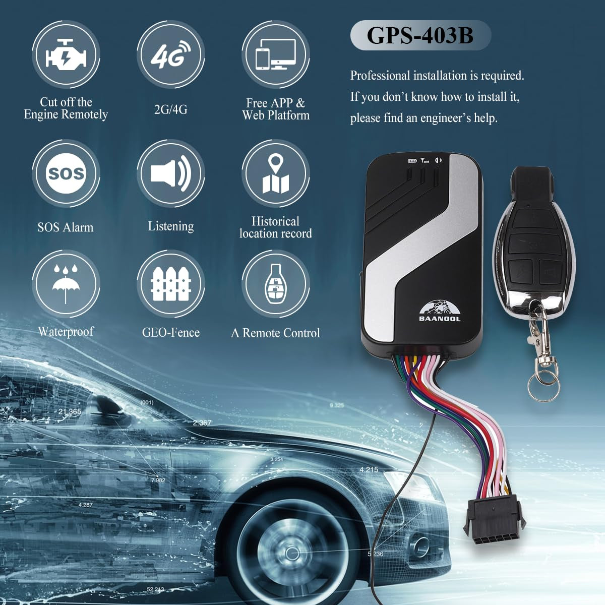Baanool Bn 403 A/B 4G Gps Tracker Device For Vehicles No Monthly Fee C ...
