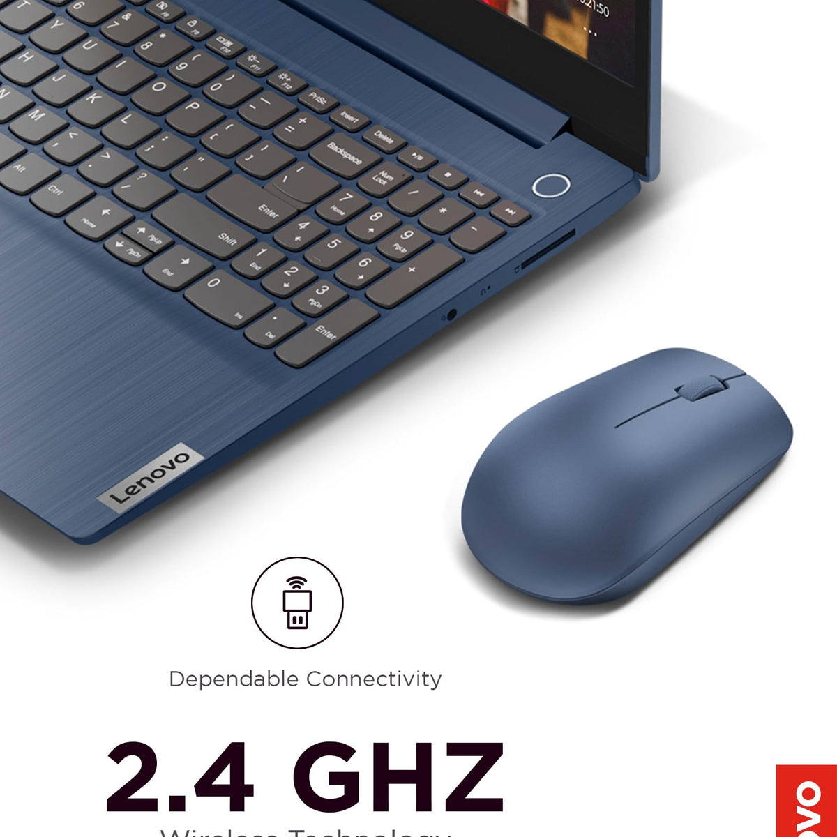 Lenovo 530 Wireless Mouse - Ergonomic, 1200 DPI, Abyss Blue, Full Size ...
