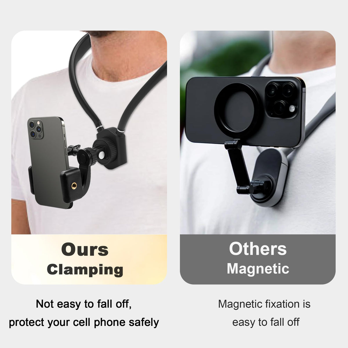 Neck Mount For Phones, Neck Cell Phone Holder Pov/Vlog Selfie Mount Ha ...