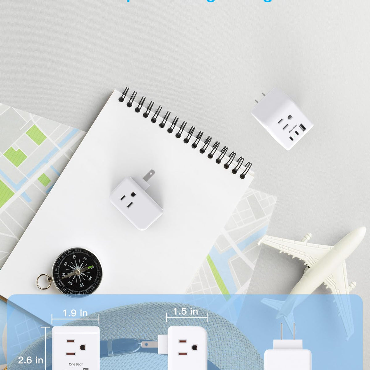 2 Pack Us To Japan Plug Adapter, 2 Prong To 3 Prong Outlet Adapter With ...