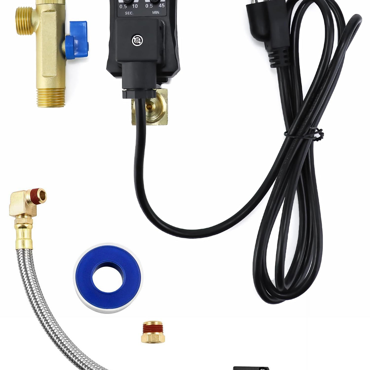 Qwork Automatic Timed Condensate Drain Valve With Steel Hose 1/4 Inch ...