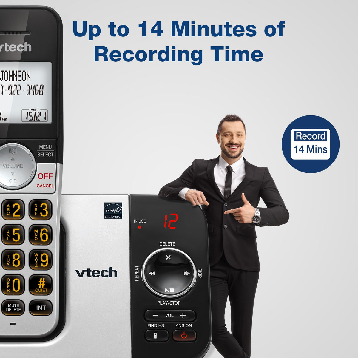 Vtech 3 Handset Cordless Phone With Answering Machine, With Large ...