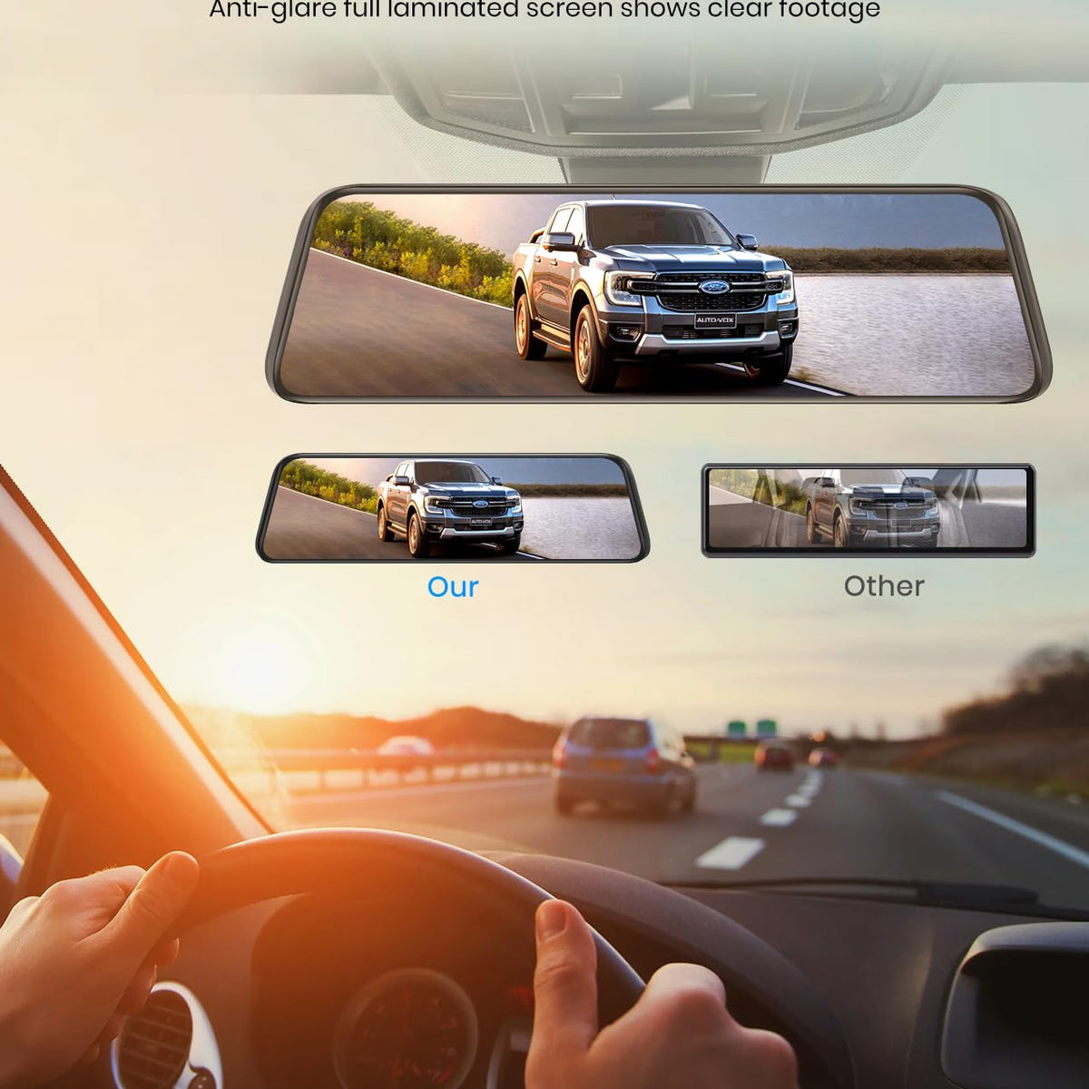 Auto Vox T9Pro Oem Rear View Mirror Camera With Detached Front Lens, 9 ...