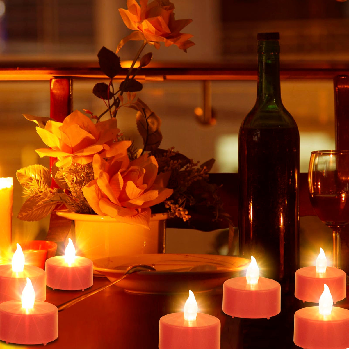 Tea Light, 50 Pack Flameless Led Tea Lights Candles Flickering Red 200 ...