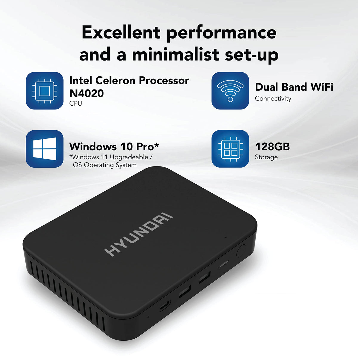 Hyundai Mini Pc Intel Celeron N4020, 4Gb Ram, 128Gb Ssd, Windows 11 Ho ...