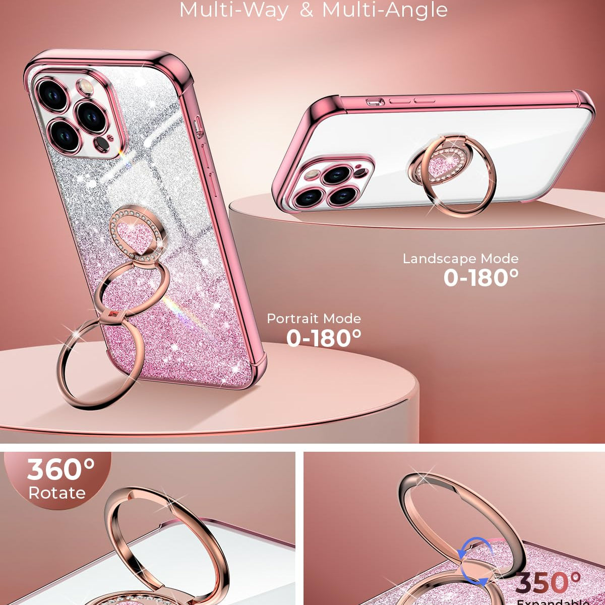 Xyz For Iphone 15 Pro Case With Stand, Phone Case With Double Ring Kic ...