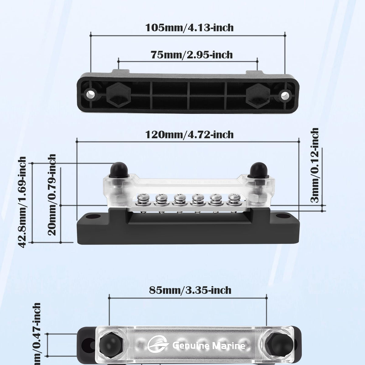 Lenkrad Power Distribution Block Bus Bar Pair With Cover, 150A Bus Bar ...