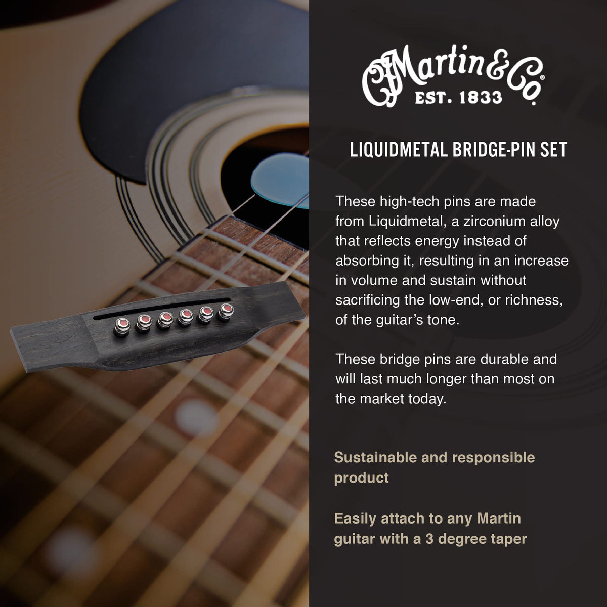 Martin Guitar LUXE by Martin Acoustic Guitar Bridge Pins, Acoustic ...