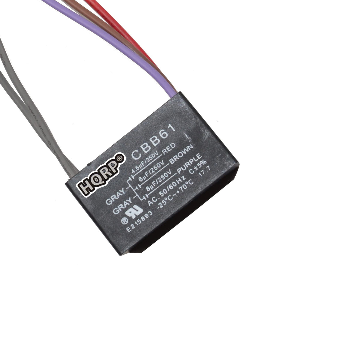 Hqrp 2 Pack Ceiling Fan Capacitor Cbb61 4.5Uf+6Uf+8Uf 5 Wire Ul Listed ...