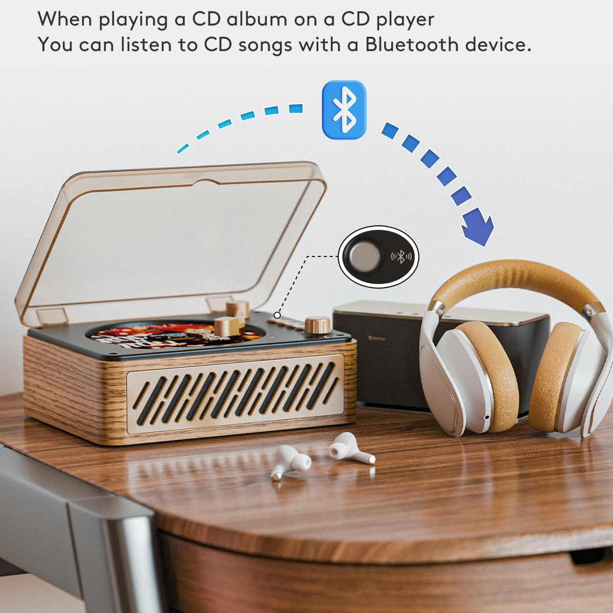 CARONSORT CD Player Music Box with Bluetooth Nostalgic Retro Portable ...