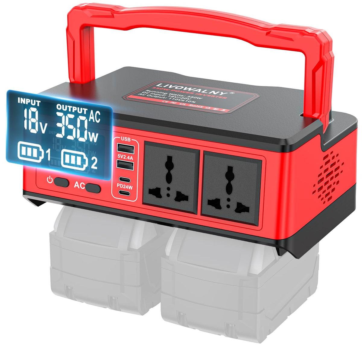 350W Power Station Compatible with Milwaukee: LIVOWALNY Portable Gener ...
