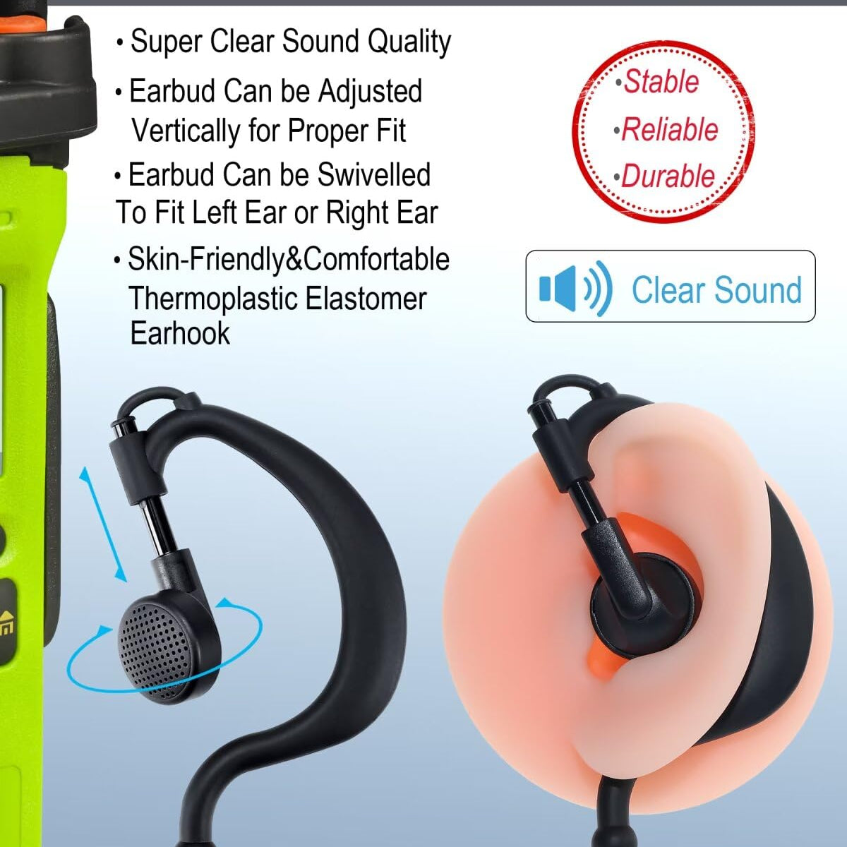 Commountain Cp200D Cp100D Earpiece With Ptt/Mic For Motorola Walkie Ta ...
