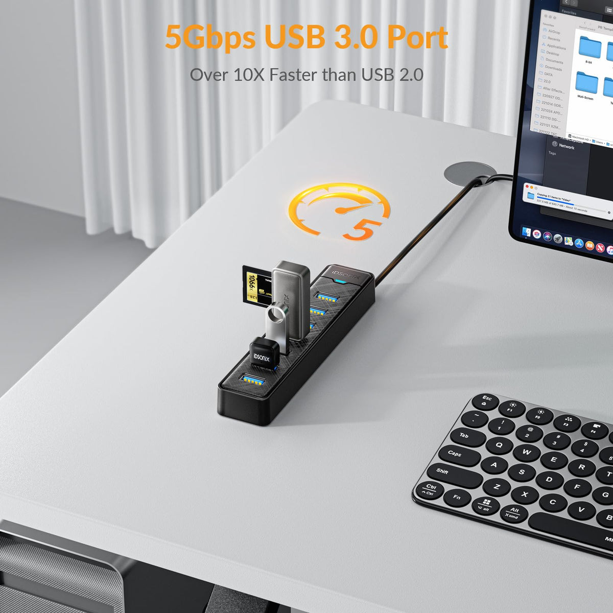 Idsonix 7 Ports Usb Hub 3.0 [3.3Ft] Usb Expander Hub 5Gbps Usb Splitte ...