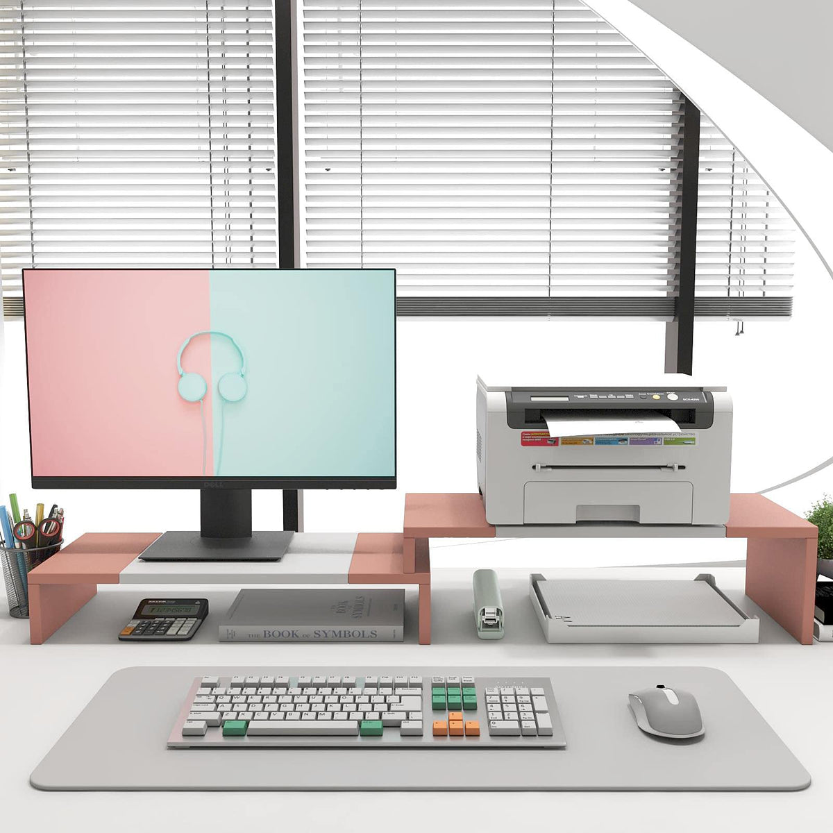 Westree Dual Monitor Stand Monitor Stand Riser 2 Shelf Computer Monitor ...