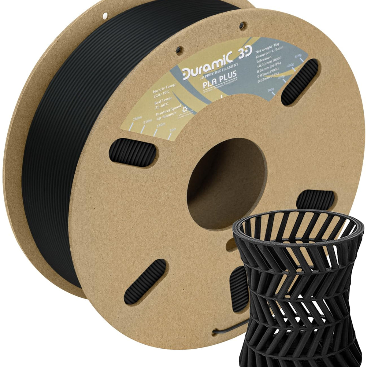 DURAMIC 3D PLA+ Filament 1.75mm 1Kg Black, PLA Plus Filament 1Kg Spool ...