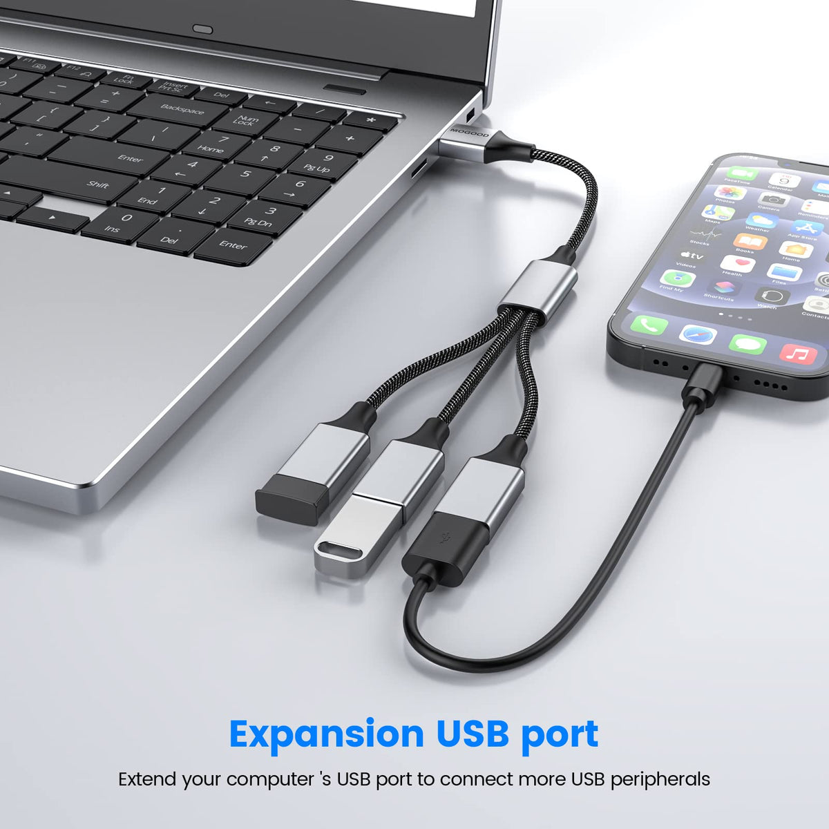 Usb 3 Port Splitter Cable, Mogood Usb Type B Splitter 1 Male To 3 ...