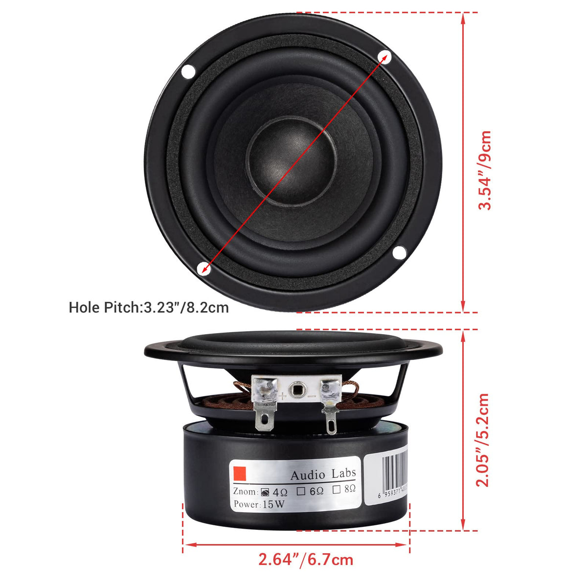 Facmogu 3 Inch Tweeter Speakers Hifi Full Range Woofer Loudspeaker, 2 ...