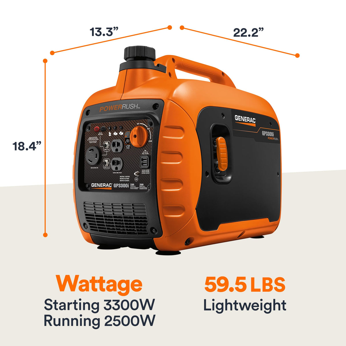 Generac 7153 Gp3300I 3,300 Watt Gas Powered Portable Inverter Generato ...