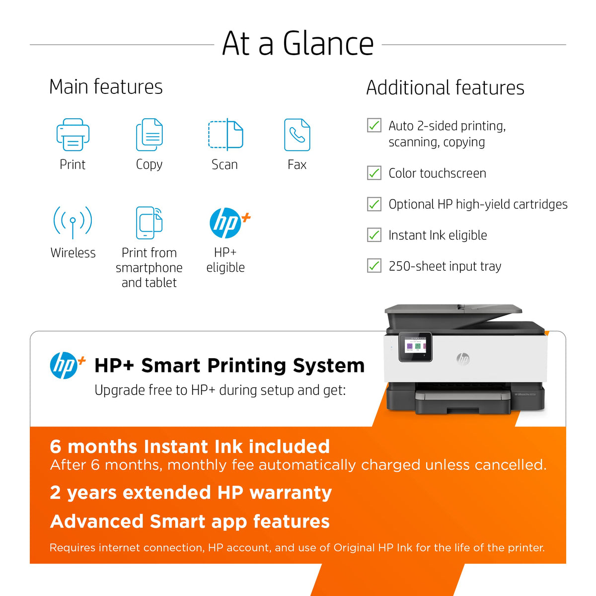 HP OfficeJet Pro 9015e Wireless Color All-in-One Printer with bonus 6 ...