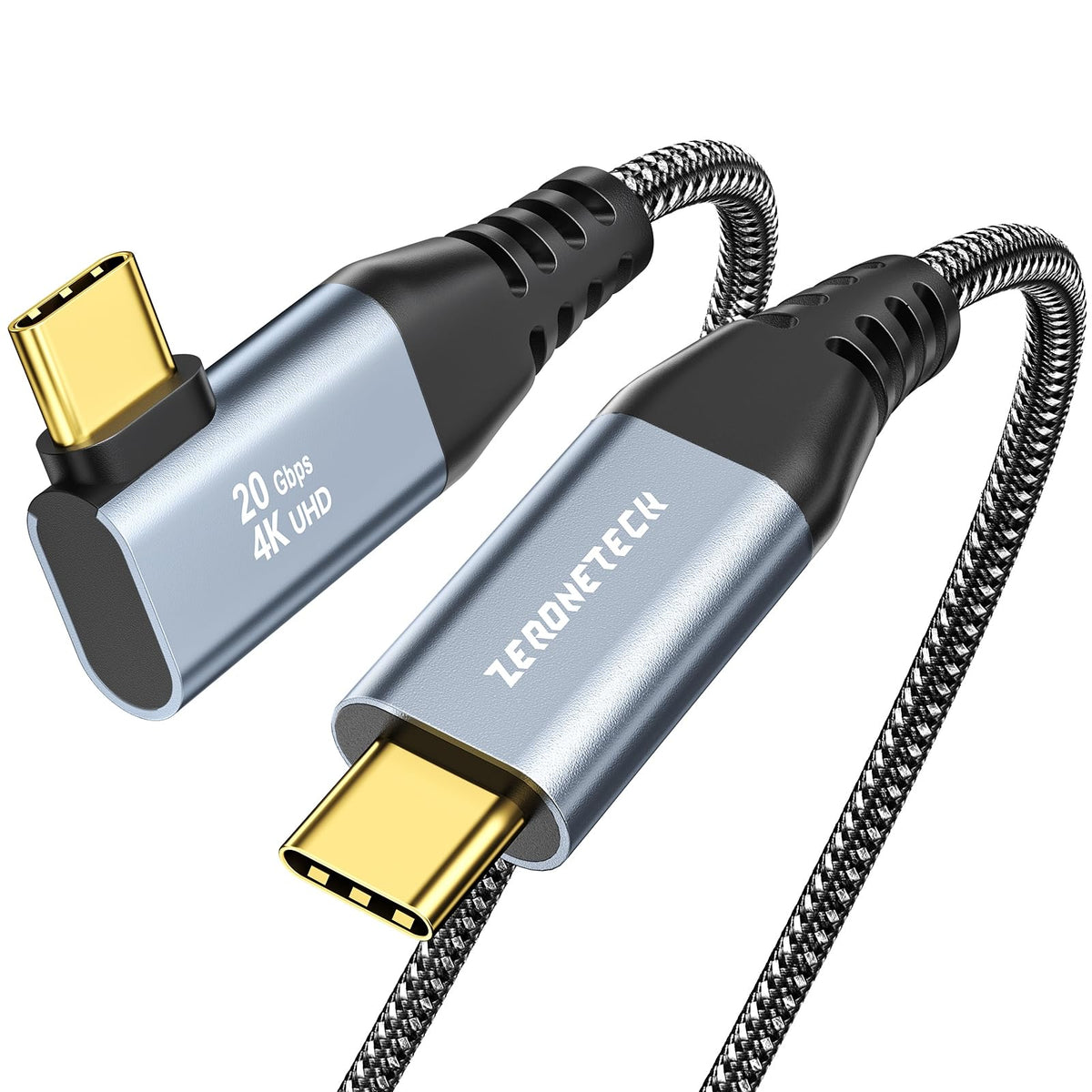4K Usb C To Usb C Monitor Cable 3.3Ft, Right Angle Usb C 3.2 Gen 2 Cab ...