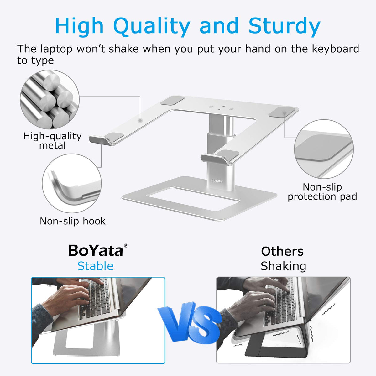Boyata Laptop Stand, Ergonomic Aluminum Height Adjustable Computer Sta ...