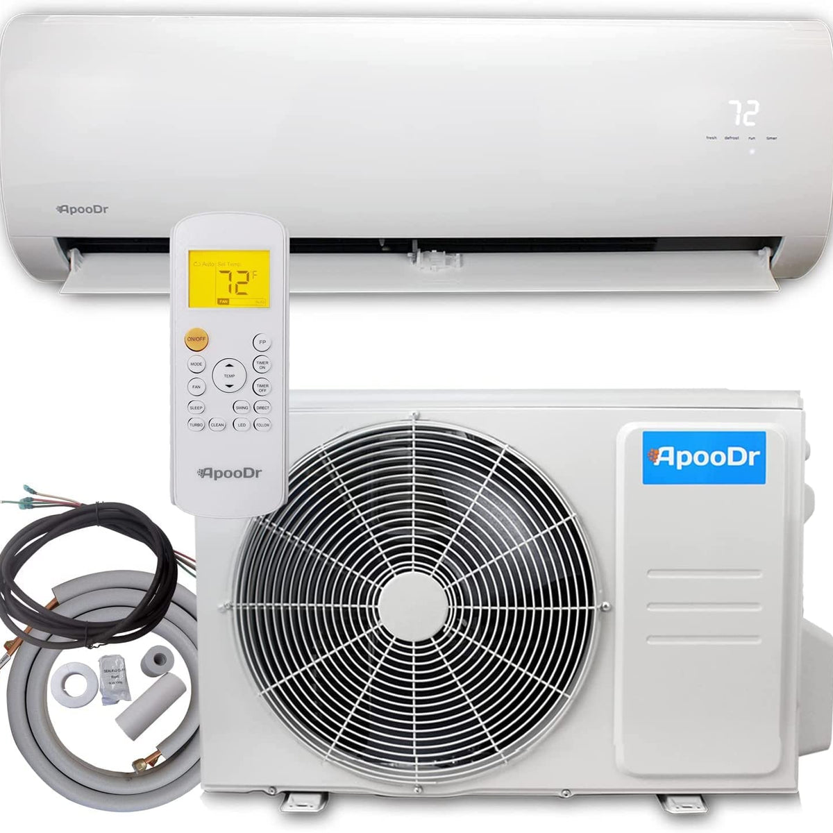 Apoodr 12000 Btu Mini Split Air Conditioner Ductless Inverter System 1 ...