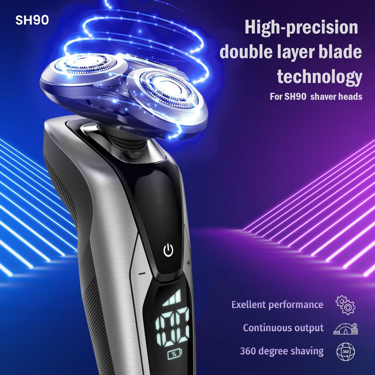 Evergreen Luxe Sh90 Replacement Rotary Heads Compatible With Philips ...