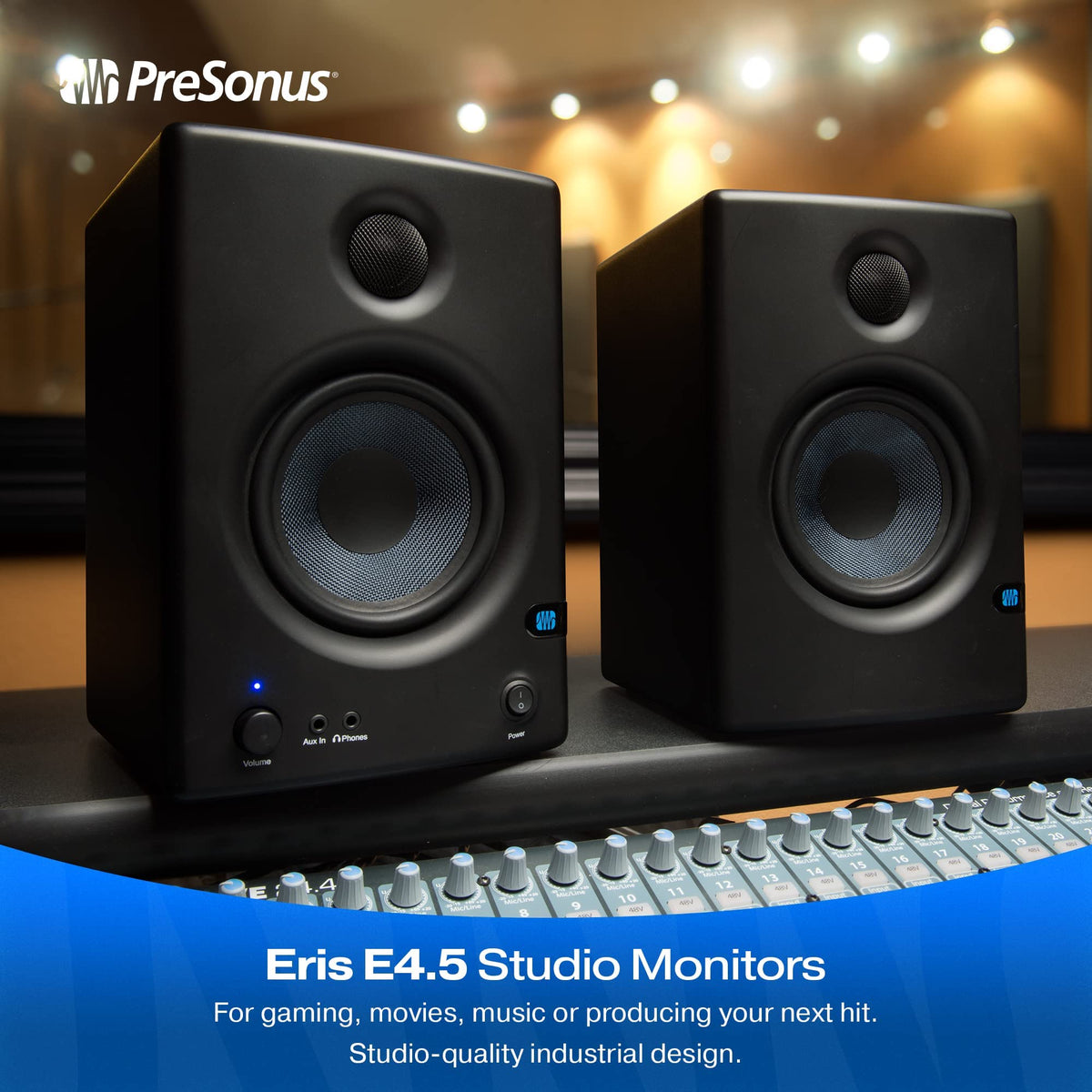 PreSonus Eris E4.5 Studio Monitors (Pair) - 4.5" Near Field, Black Fin ...