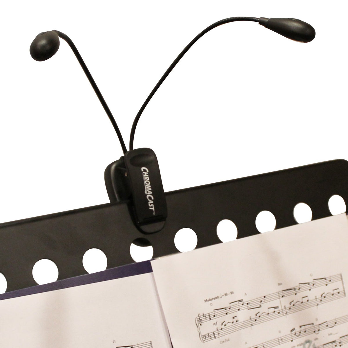 ChromaCast LED Music Stand Clip On Dual Head Book Light Adjustable ...