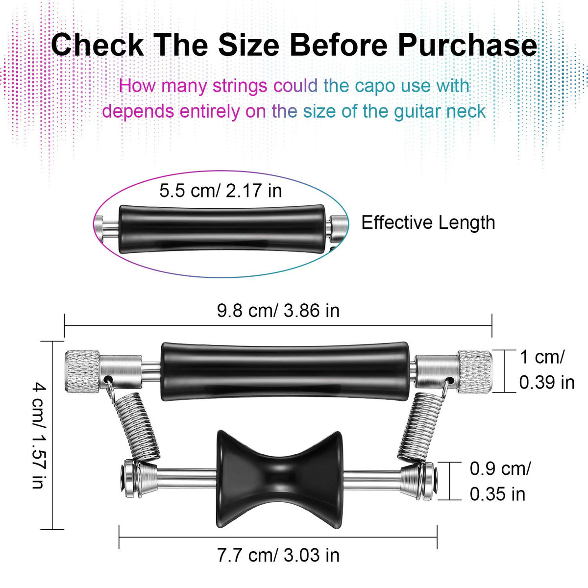 2 Pack Guitar Rolling Capo Sliding Adjustable Rubber and Stainless ...