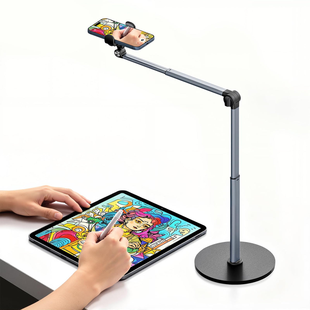 MoKo Overhead Tripod for iPhone, Heavy Duty Aluminum Overhead Phone Mo ...