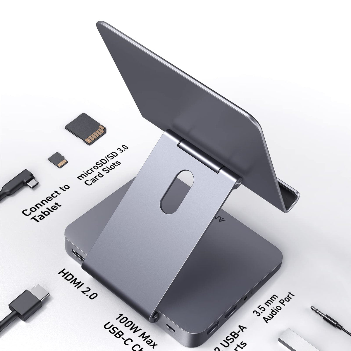 Anker , 551 Usb C Hub (8 In 1), With Foldable Tablet Stand, Dock, 4K H ...